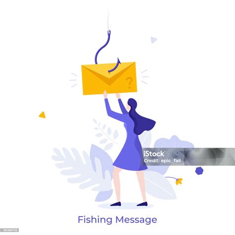 봉투를 받는 여자가 훅에 걸쳐져 있습니다 낚시 전자 메시지 의심스러운 이메일 위험한 링크가 있는 사기 편지 인터넷 사기의 개념