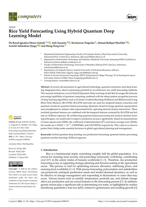 Pdf Rice Yield Forecasting Using Hybrid Quantum Deep Learning Model