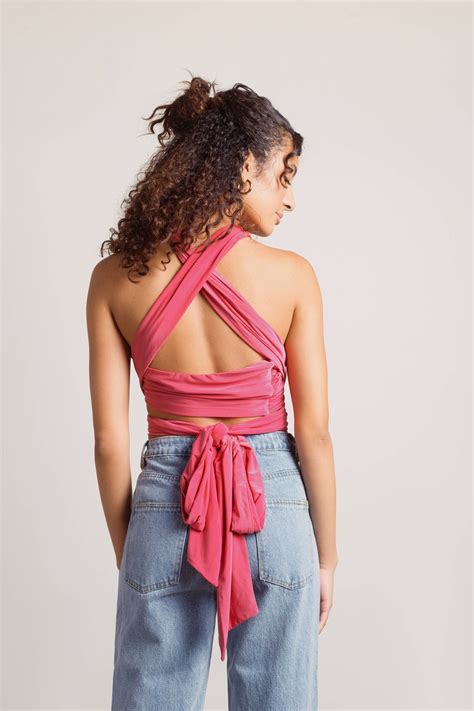 Black Crop Top Multiway Wrap Crop Top Wrap Halter Top