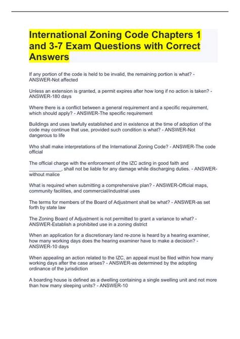 International Zoning Code Chapters 1 And 3 7 Exam Questions With Correct Answers International