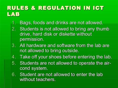 Rules And Regulation In Ict Lab