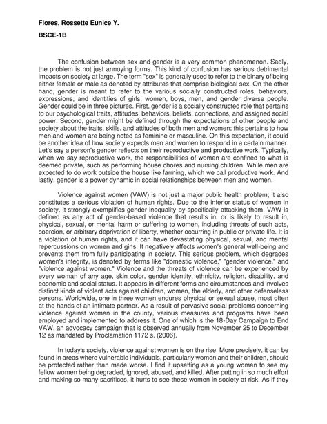 Cwts Reflection Bsce 1b The Confusion Between Sex And Gender Is A Very Common Phenomenon