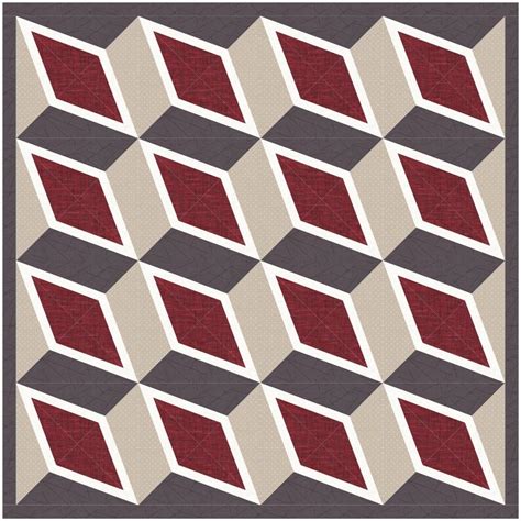 3d Cube Quilt Block Pattern Modern Geometric Design Pdf Download Etsy Australia