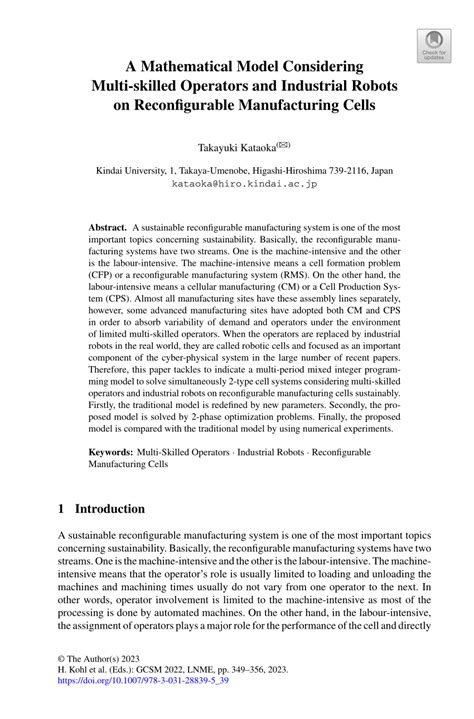 Pdf A Mathematical Model Considering Multi Skilled Operators And