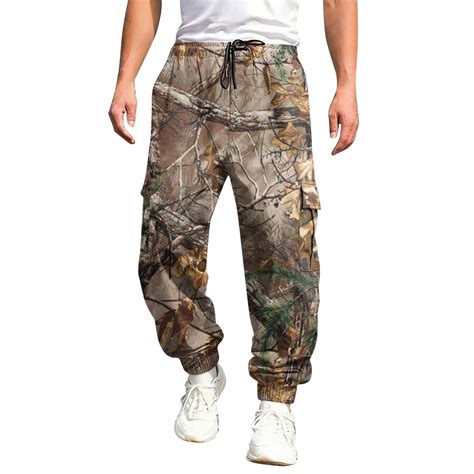 Havenx Baggy Camo Cargo Pants For Men Maple Leaf Print Drawstring Waist