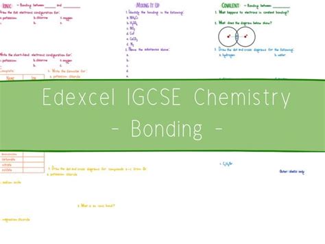 Igcse Edexcel Bonding Revision Placemat Teaching Resources