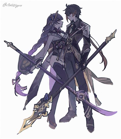 Raiden Shogun And Zhongli Genshin Impact Drawn By C Gpss Danbooru