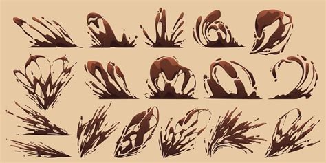 초콜렛 스플래쉬 스플래터 Vfx 게임 효과 무료 벡터