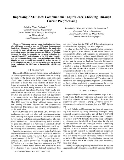 Pdf Improving Sat Based Combinational Equivalence Checking Through