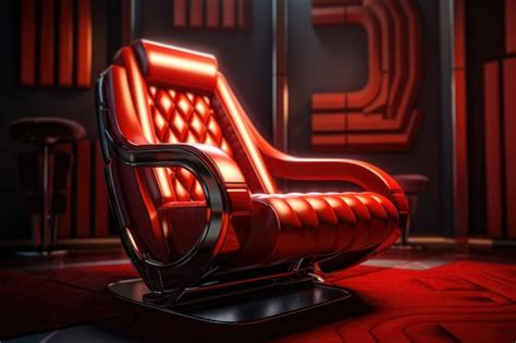 Premium Ai Image Futuristic Red Gaming Chair Illustration