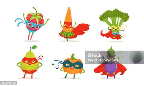 슈퍼 히어로 망토와 마스크 벡터 세트에서 재미있는 과일과 야채 항산화제에 대한 스톡 벡터 아트 및 기타 이미지 항산화제 슈퍼히어로 과일 Istock