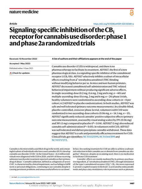 Pdf Signaling Specific Inhibition Of The Cb1 Receptor For Cannabis
