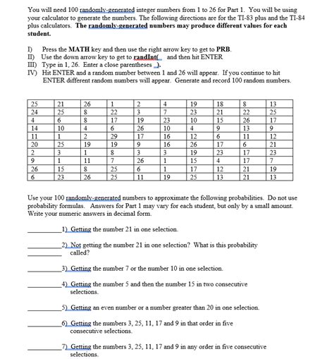 solved you will need 100 randomly generated integer numbers
