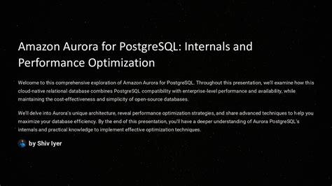 Optimizing Amazon Aurora Postgresql Architectural Deep Dive And