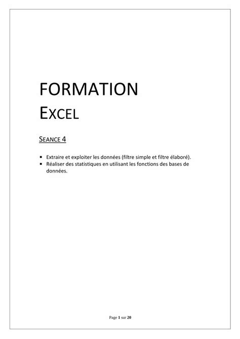 Pdf Formation Excel Maitrise Excel Dokumentips