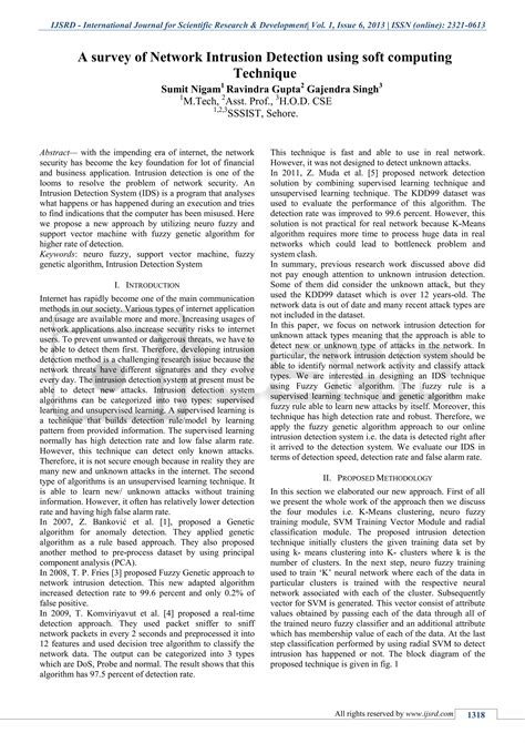 A Survey Of Network Intrusion Detection Using Soft Computing Technique Pdf