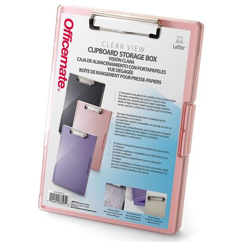 Officemate® Clipboard Storage Box Pink Victor® Technology
