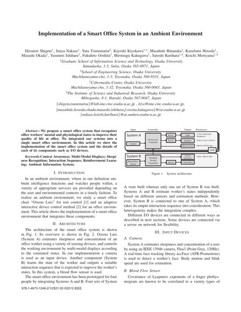 PDF Implementation Of A Smart Office System In An Ambient Environment