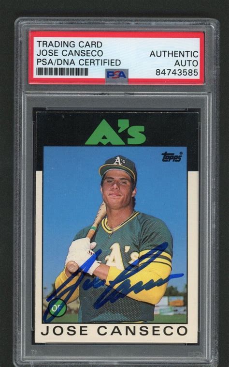 1986 Topps Traded Jose Canseco Psa Auto Signed Autographed Rookie Card
