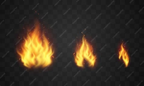 Premium Vector Burning Red Hot Sparks Realistic Fire Flames