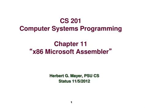 Ppt Cs 201 Computer Systems Programming Chapter 11 X86 Microsoft Assembler ” Powerpoint