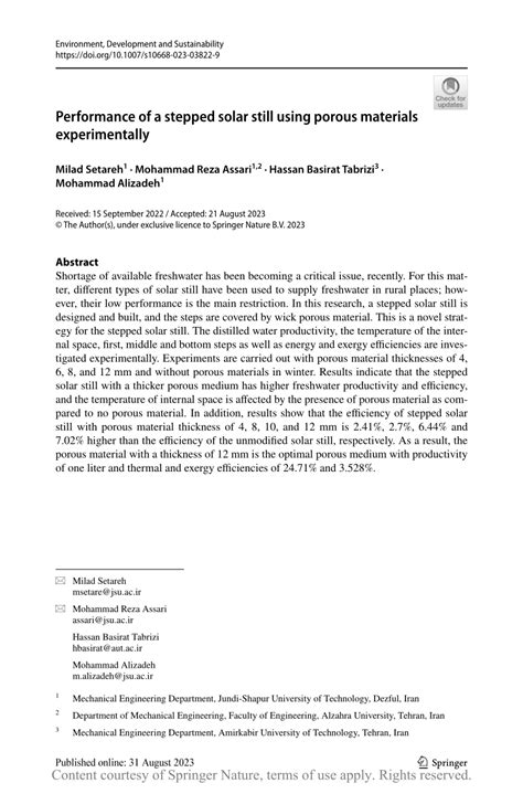Performance Of A Stepped Solar Still Using Porous Materials