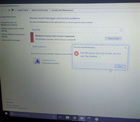 in windows 10 i can t start the windows security center service