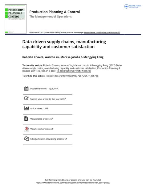 Chavez 2017 Data Driven Supply Chains Manufacturing Capability And