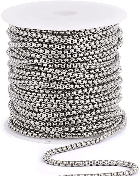 33 Feet Stainless Steel Rolo Box Chain 25mm Wide 304 Stainless Steel Square Rolo Link Chains