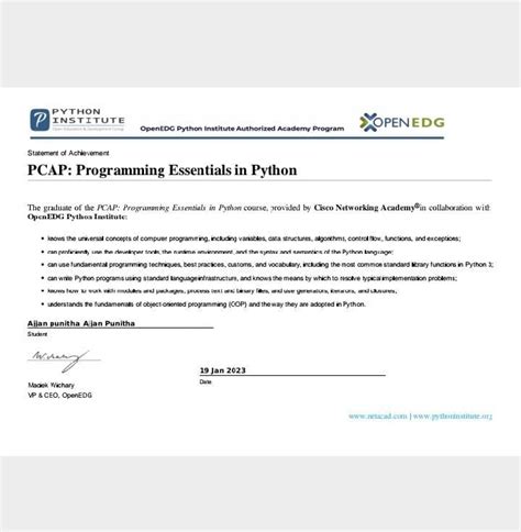 Python Programming Pcap Cisco Openedg Codingjourney Techskills