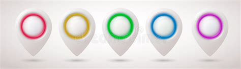 Set Of Shiny Map Location Markers Realistic Style Vector Illustration