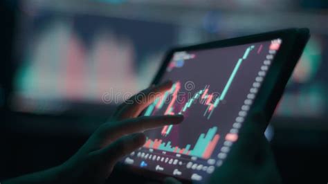 Person Analyzing Stock Market Graph On A Tablet Touchscreen Stock Footage Video Of Screen