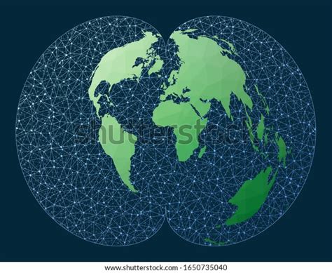 Network Map World Polyconic Projection Green Stock Vector Royalty Free 1650735040 Shutterstock