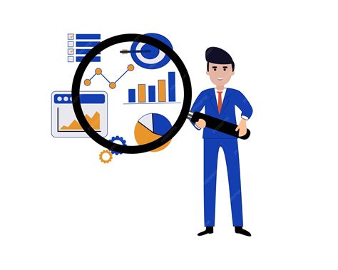 Premium Vector Businessman Doing Infographic Data Analysis