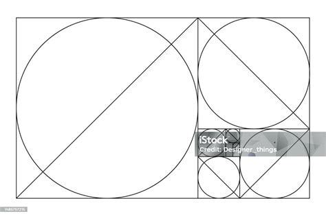 황금 비율 기하학적 개념 세트입니다 신성한 비율 수집 이상적인 섹션 구성 아이콘이 있는 기하학적 모양 기하학 조화와 균형 벡터
