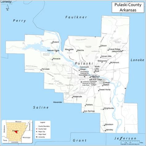 Map Of Pulaski County Arkansas Where Is Located Cities Population