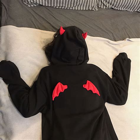 Devil Horn Hoodie Streetwear Devil Hoodie Gothic H Grandado