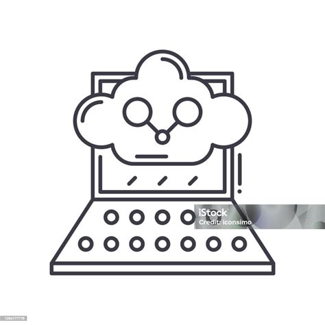 클라우드 장치 아이콘 선형 격리 된 그림 얇은 줄 벡터 웹 디자인 기호 흰색 배경에 편집 가능한 스트로크와 개요 개념 기호 개념에 대한 스톡 벡터 아트 및 기타 이미지