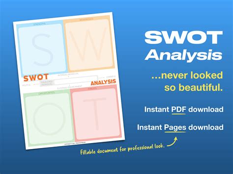 Printable SWOT Analysis Template For Decision Making Etsy