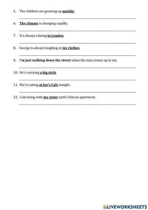 Present Continuous 4 Online Activity Live Worksheets