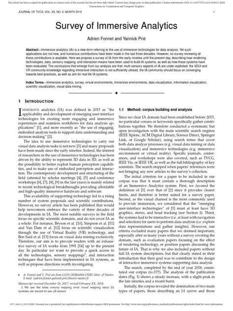 Survey Immersive Analytics Pdf Virtual Reality Visualization Graphics