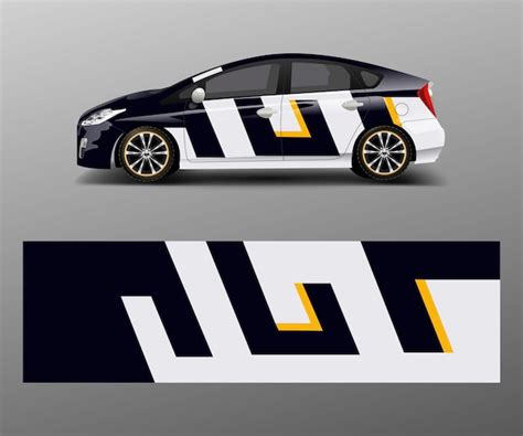 자동차 데칼 그래픽 벡터 랩 비닐 스티커 그래픽 추상 물결 모양 디자인 브랜딩 경주 및 드리프트 자동차 템플릿 디자인 벡터 프리미엄 벡터