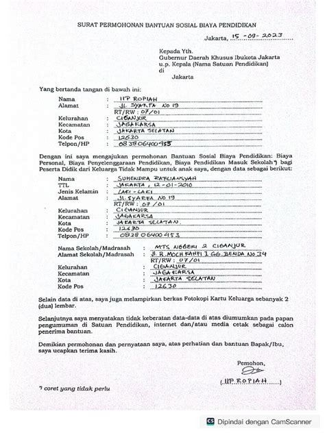 Surat Permohonan Bansos Pdf