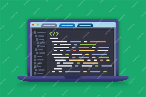 Premium Vector Laptop With Program Code On Screen