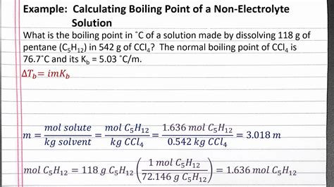 CHEM 201 Calculating Boiling Point Of A Non Electrolyte Solution YouTube