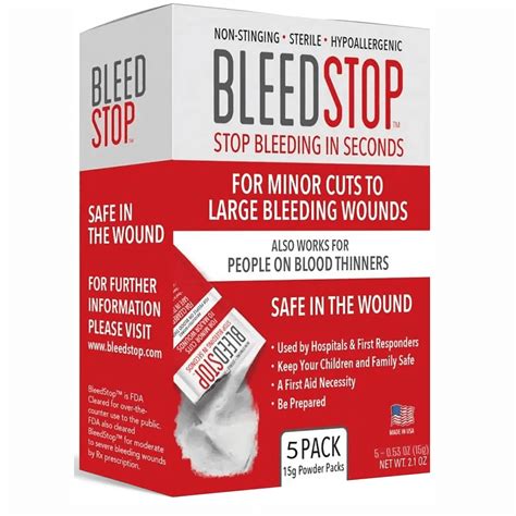 Bleedstop First Aid Powder For Blood Clotting Stops Bleeding Wound
