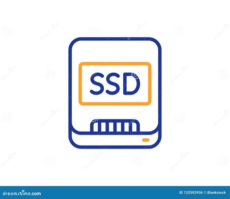 Ssd Line Icon Computer Memory Component Sign Data Storage Vector