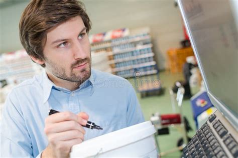 Man Checking Code In Computer Stock Image Image Of Screen Shop