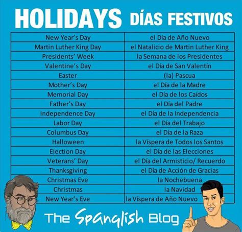Spanish Holidays List