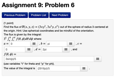 Solved Assignment 9 Problem 6 Previous Problem Problem List